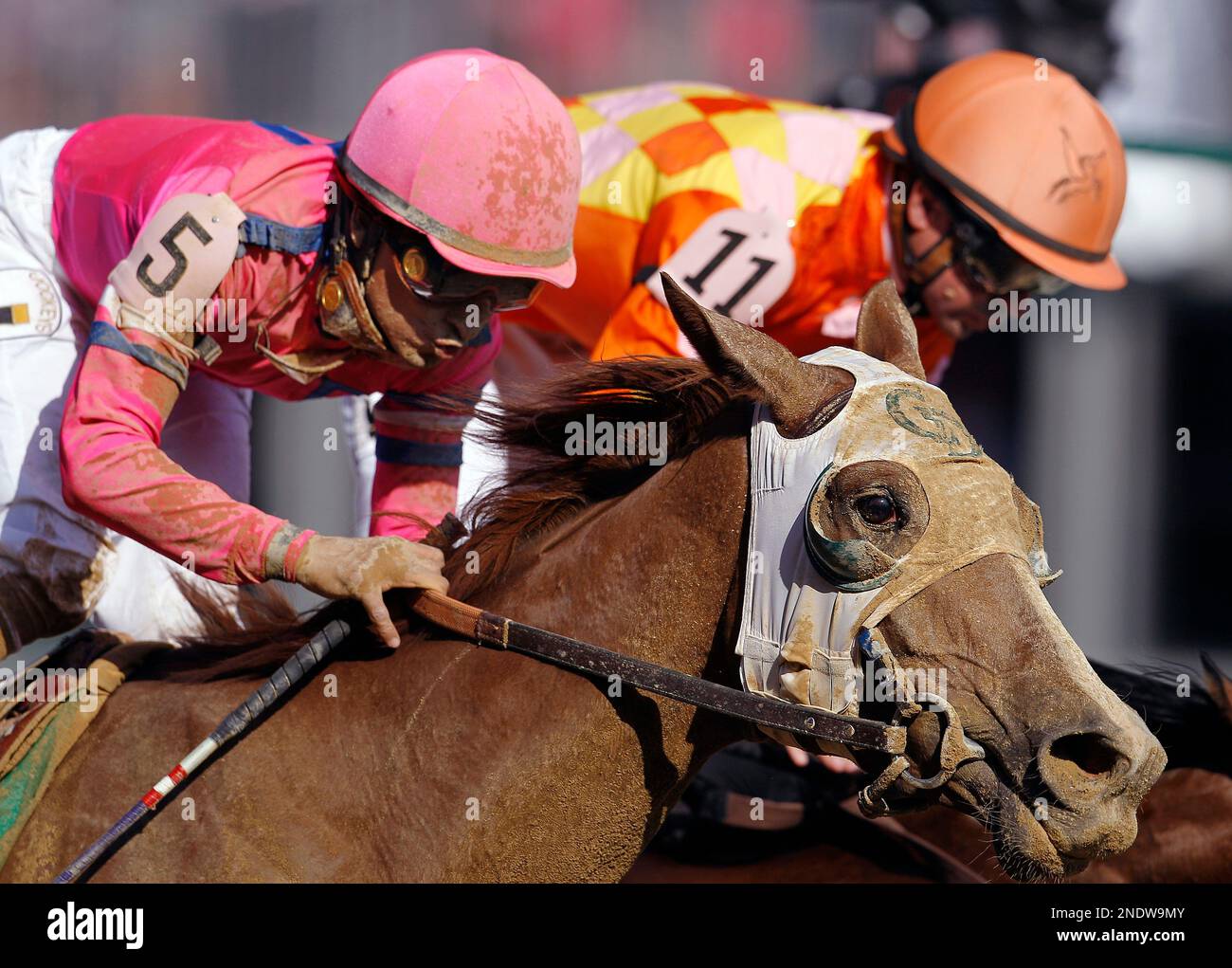Rafael Bejarano rides Blind Luck (5) and Kent Desormeaux rides Evening ...