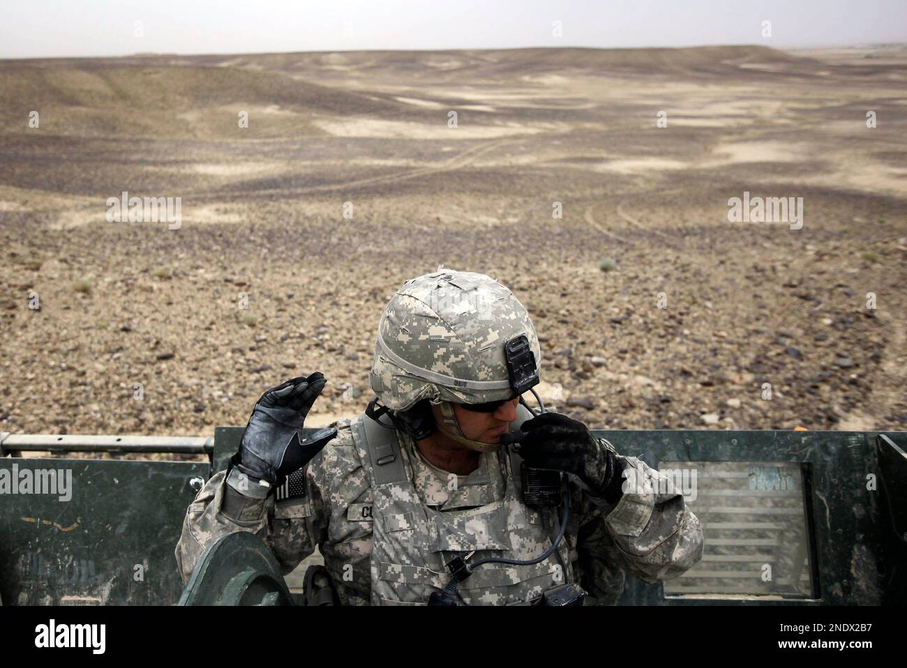 U.S. Army Lt. David Cummings, of Raleigh, North Carolina, talks on the ...