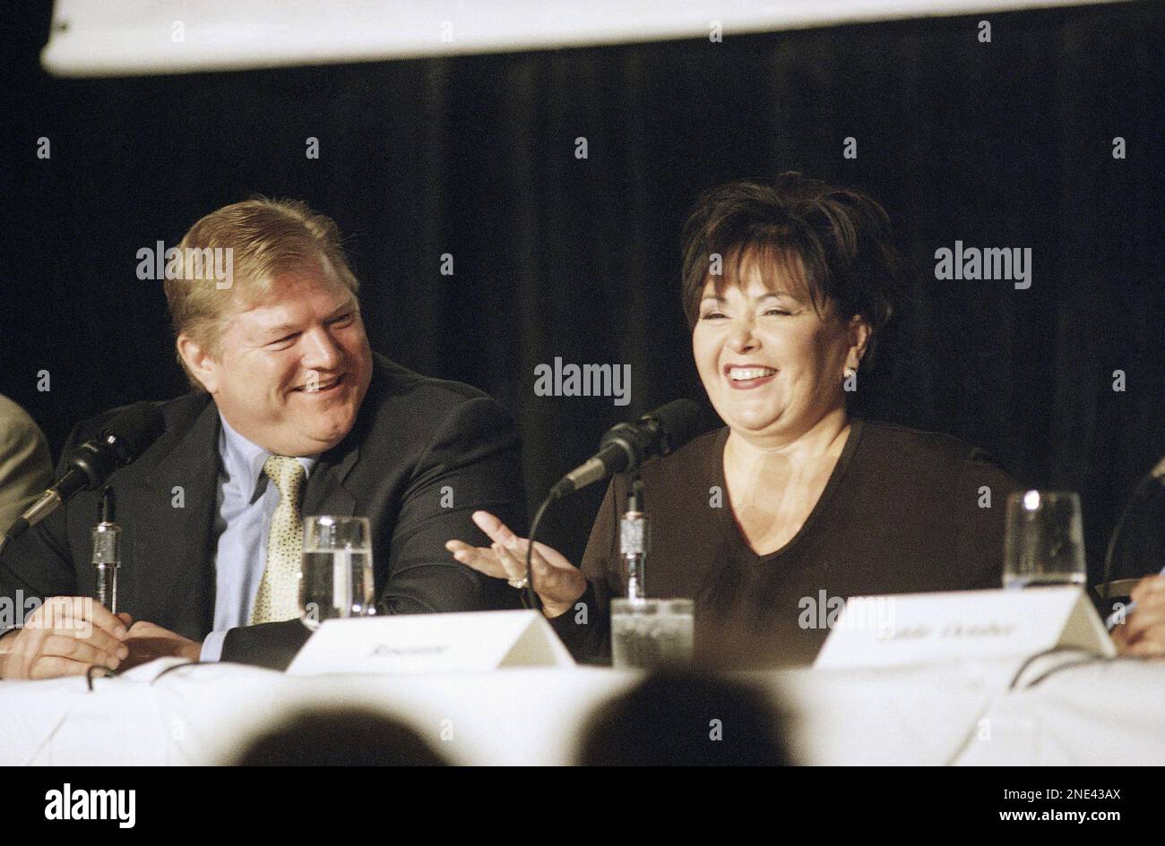 Actress-comedienne Roseanne laughs as King World CEO Michael King ...