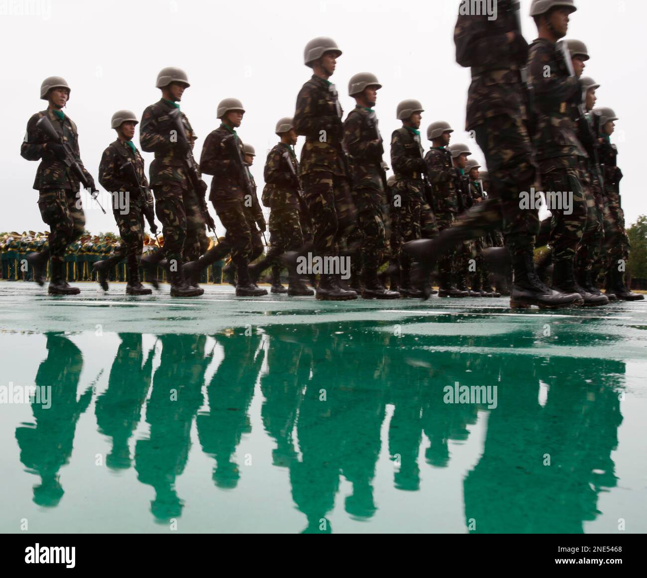 Philippine Army soldiers march during a turnover of command ceremony ...