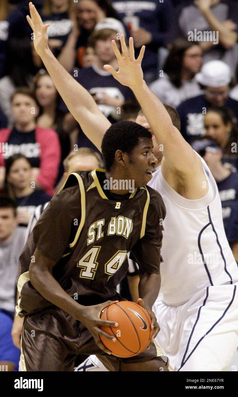 St. Bonaventure forward Andrew Nicholson (44) drives against Xavier ...