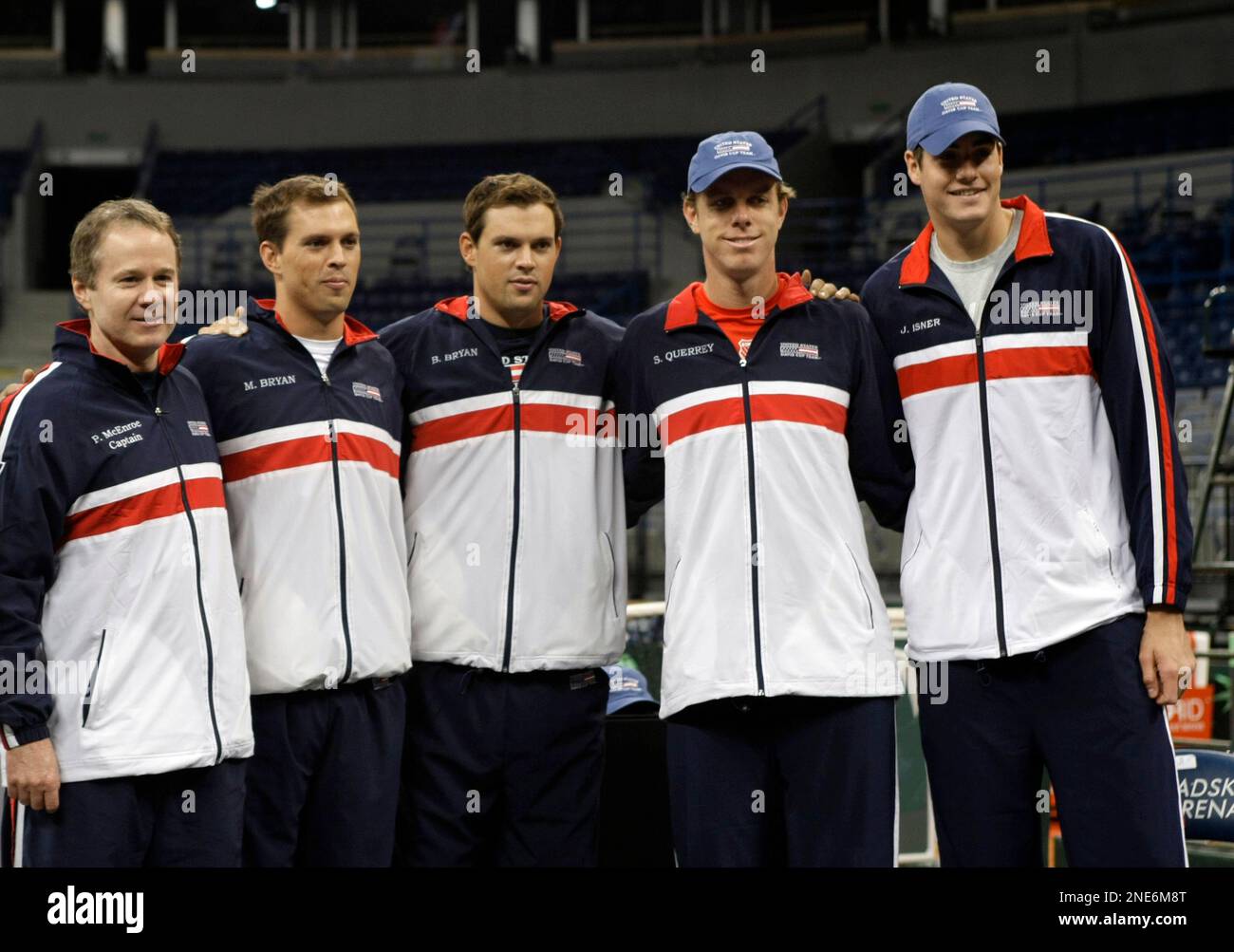 US Davis Cup team members, from left: team captain Patrick McEnroe ...