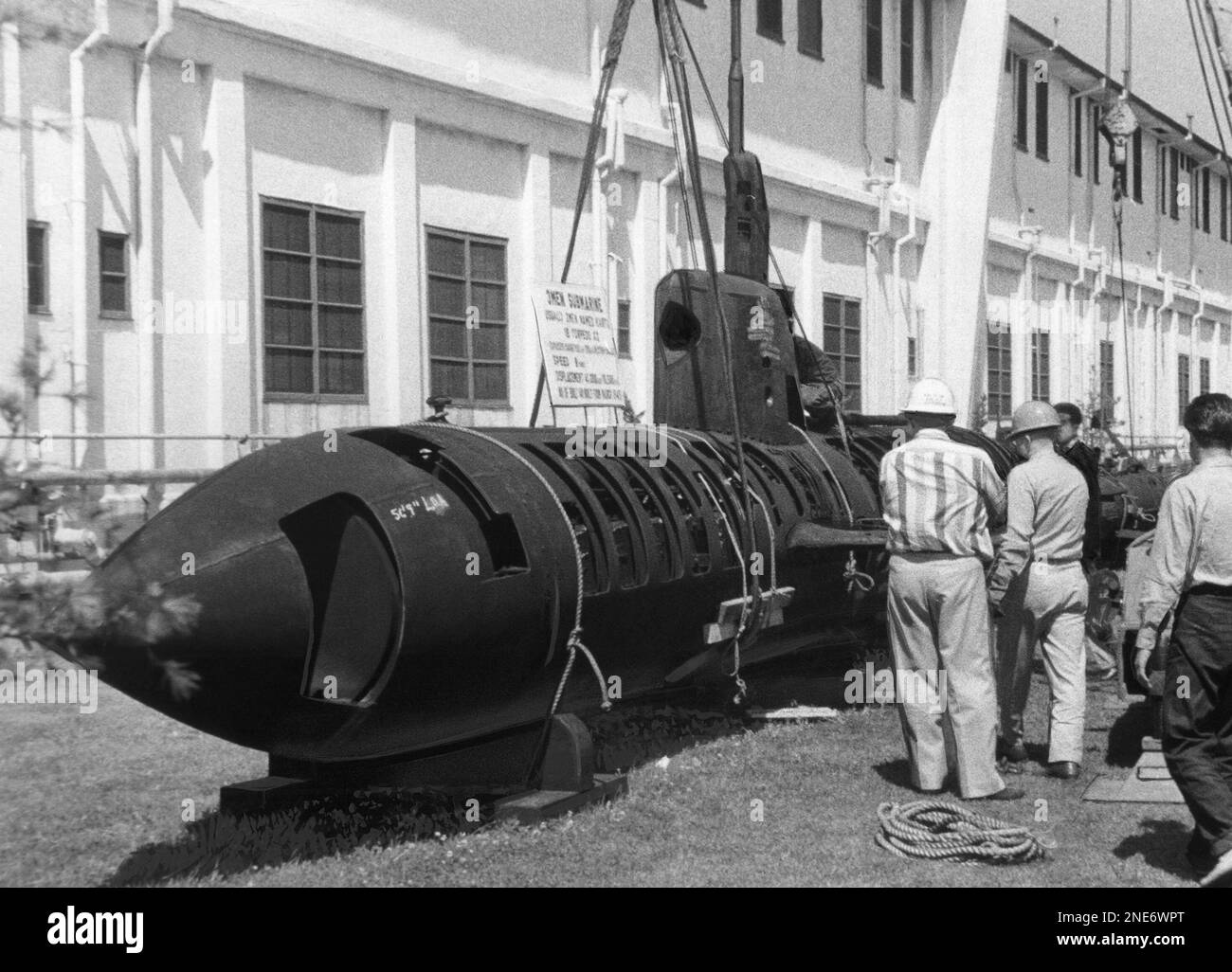Battered hulk of Japanese midget submarine ?Kairyu? that attacked ...