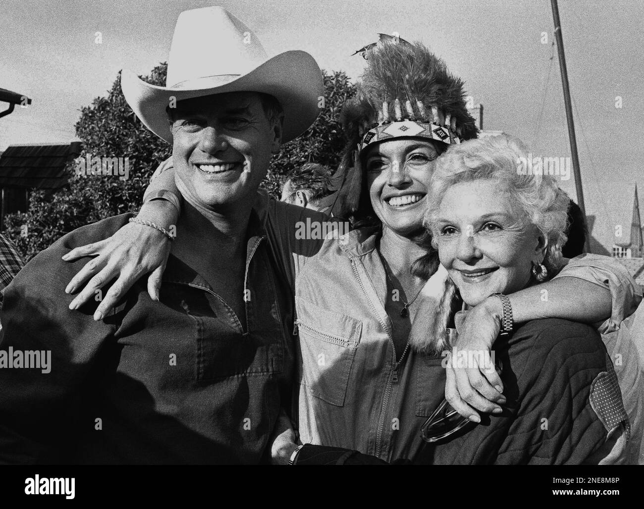 Famed actress Mary Martin, right, joins her son, actor Larry Hagman ...
