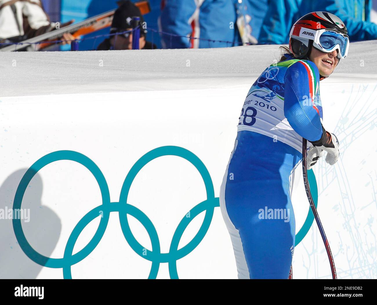 Italy's Elena Fanchini reacts after finishing the Women's super-G at ...