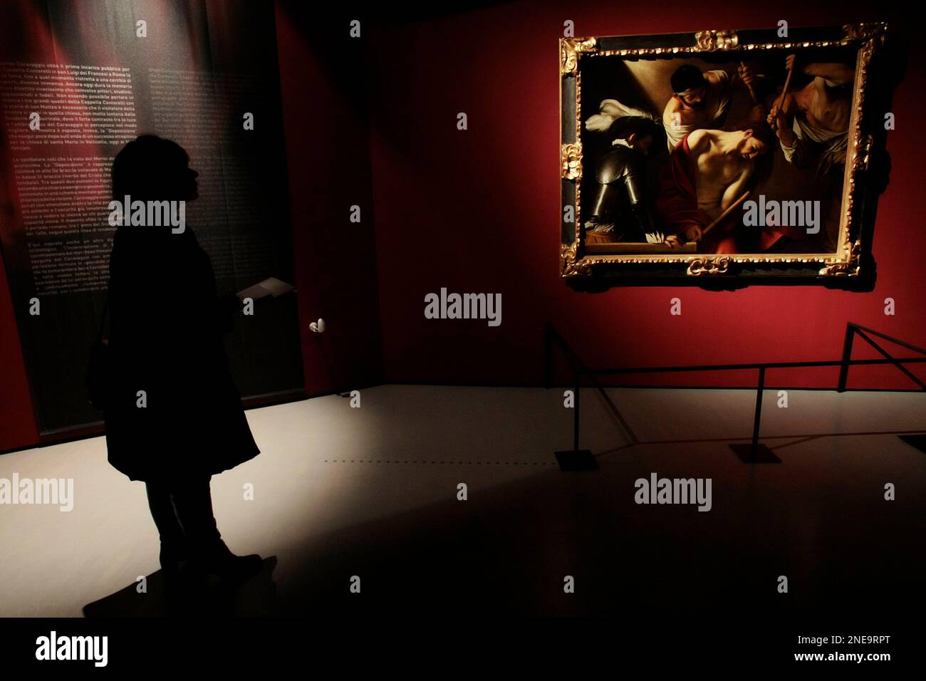 A woman admires Caravaggio's "The Flagellation of Christ", during the ...