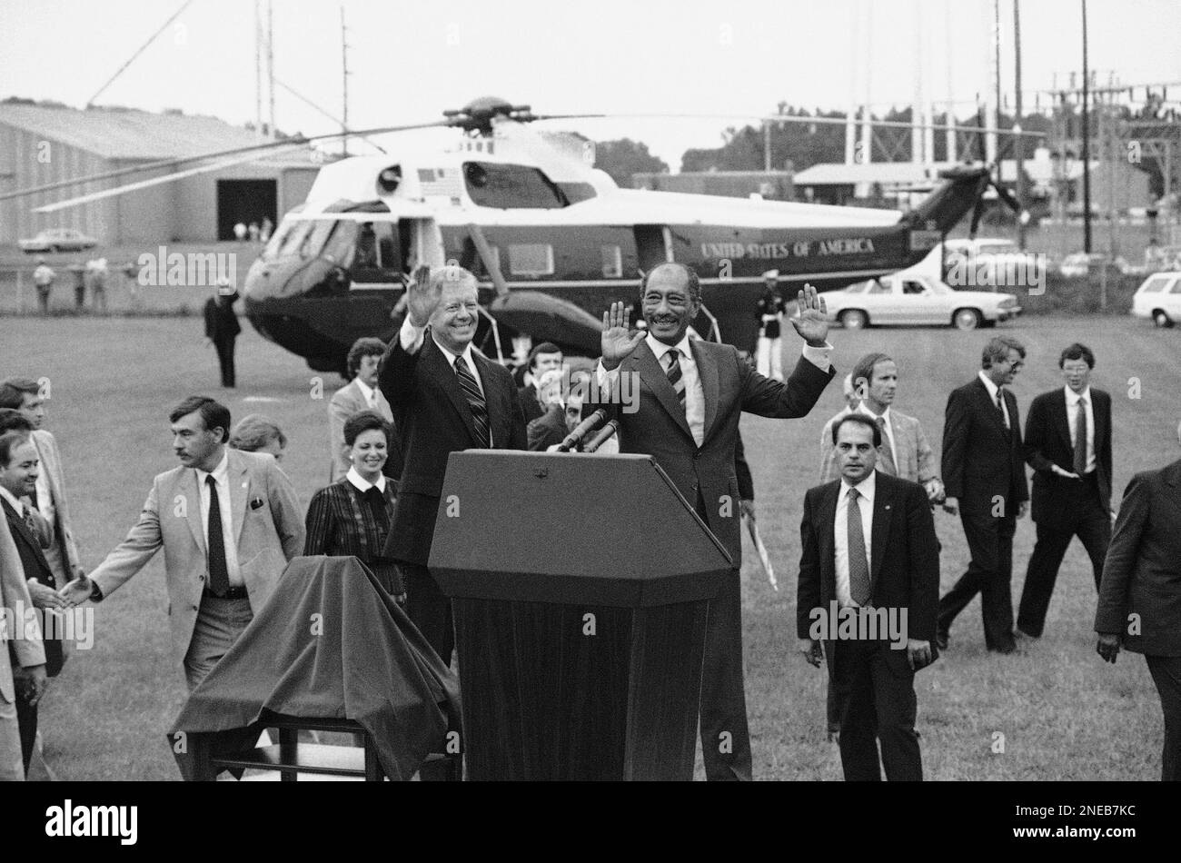 Former President Jimmy Carter, left, and Egyptian President Anwar Sadat ...