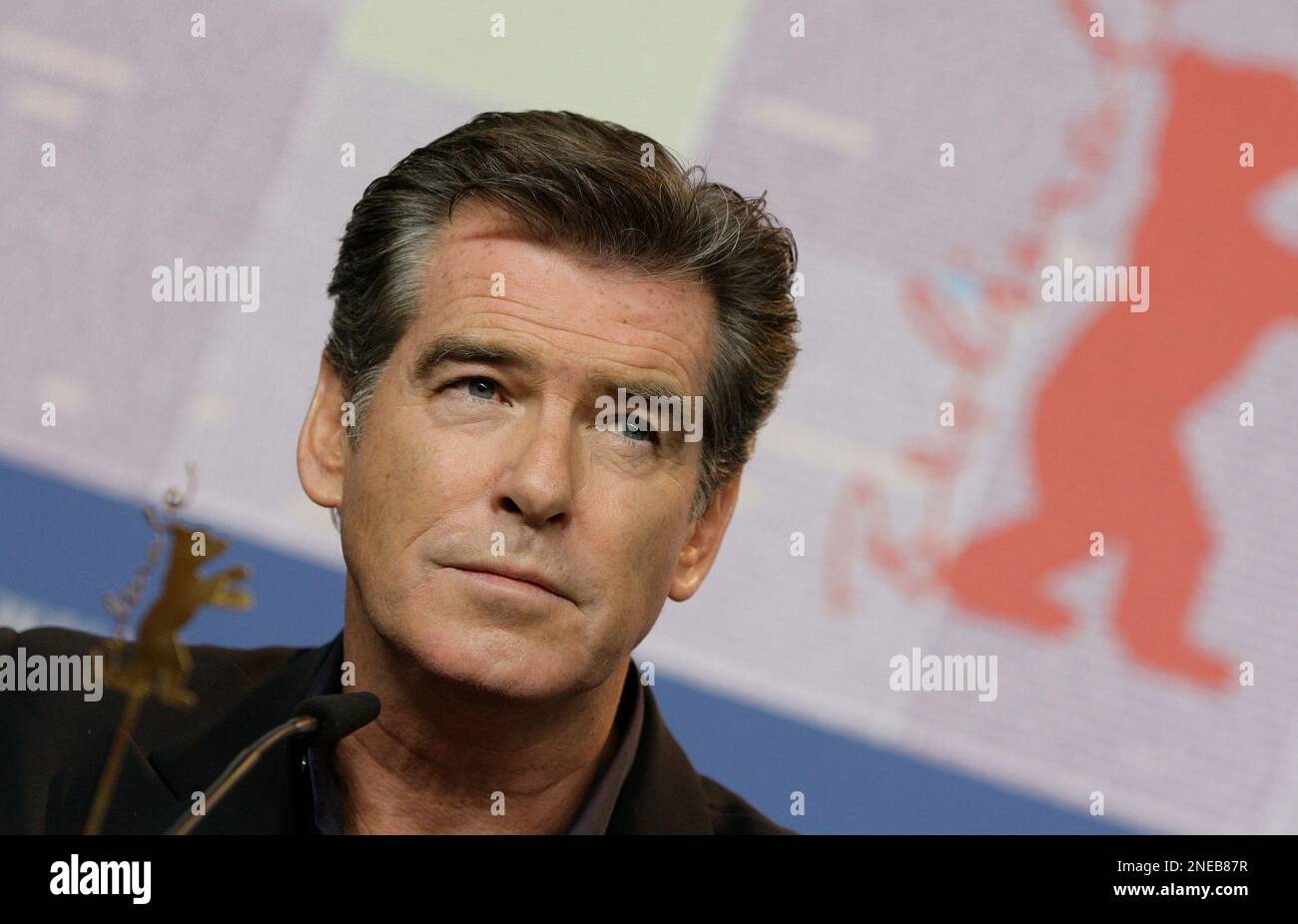 Irish actor Pierce Brosnan poses at the press conference for the film ...