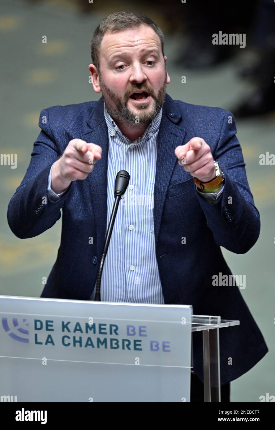 Patrick Prevot von PS, das am Donnerstag, den 16. Februar 2023, auf einer Plenarsitzung der ...