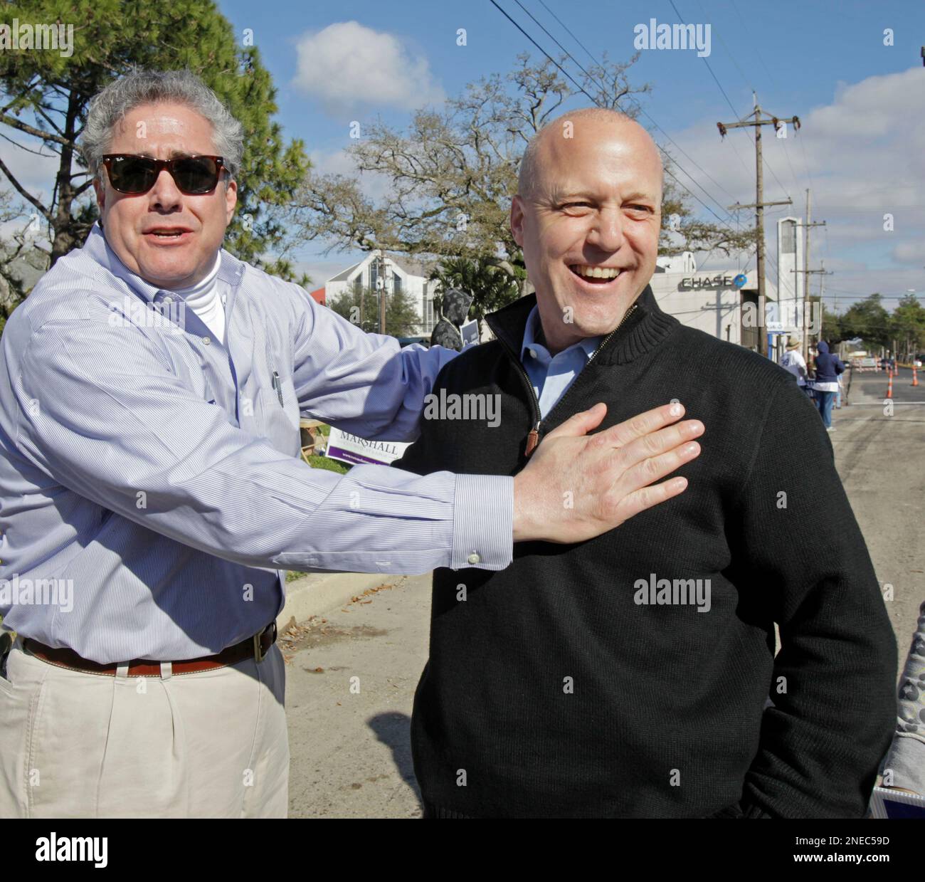 New Orleans mayoral candidate Louisiana Lt. Gov. Mitch Landrieu, right ...
