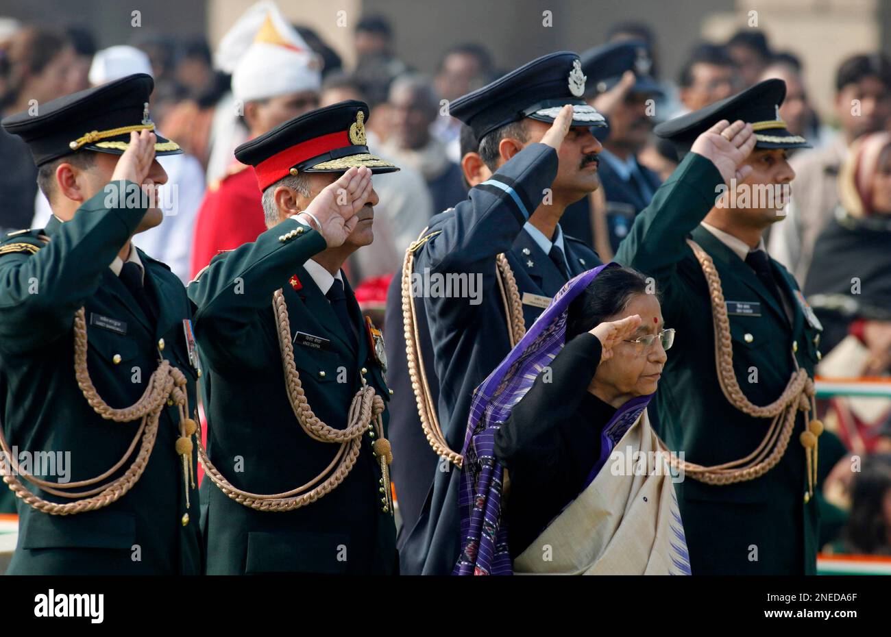 Indian President Pratibha Patil, second right, and the presidential ...
