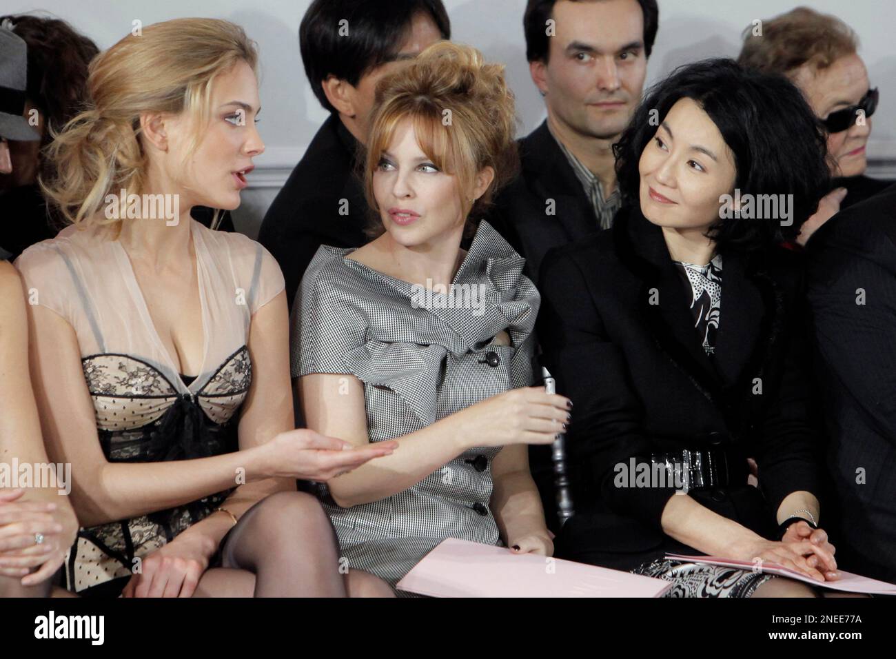 French actress Nora Arzeneder, left, Australian singer Kylie Minogue ...