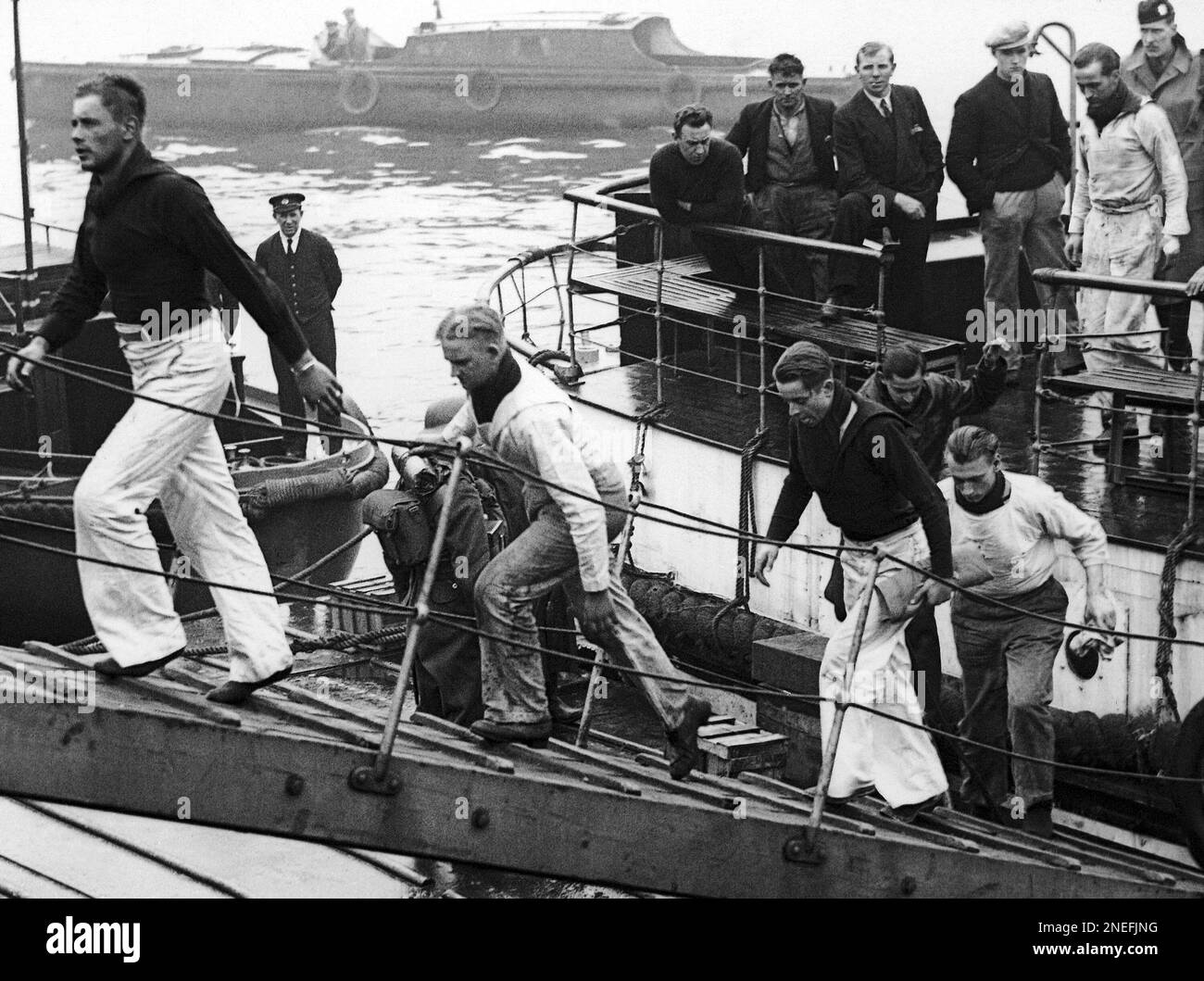 Nazi survivors from the Bismarck were landed at a British port from a ...
