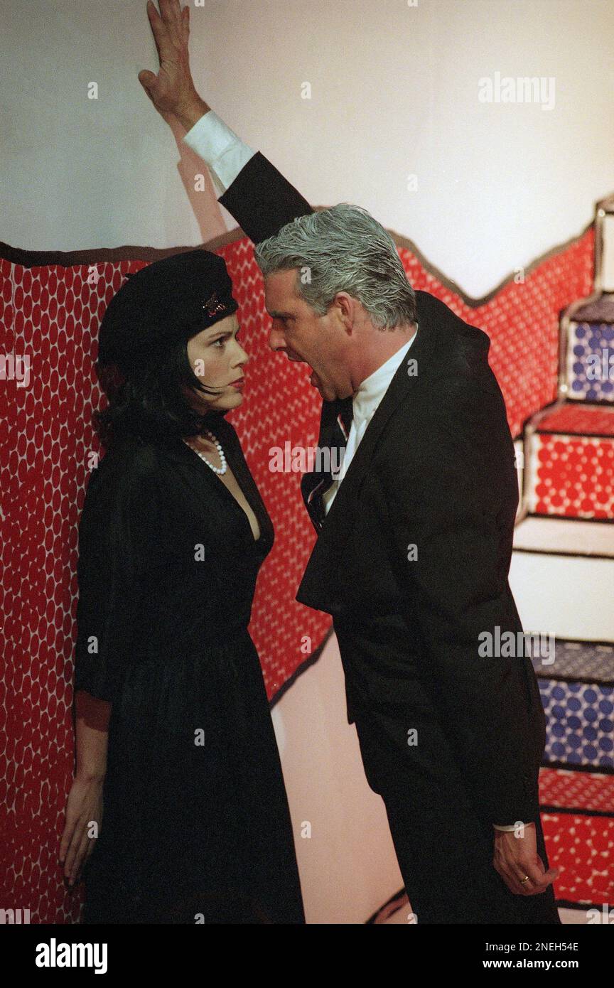 Actor Michael Halpin, playing President Bill Clinton, tries to ...