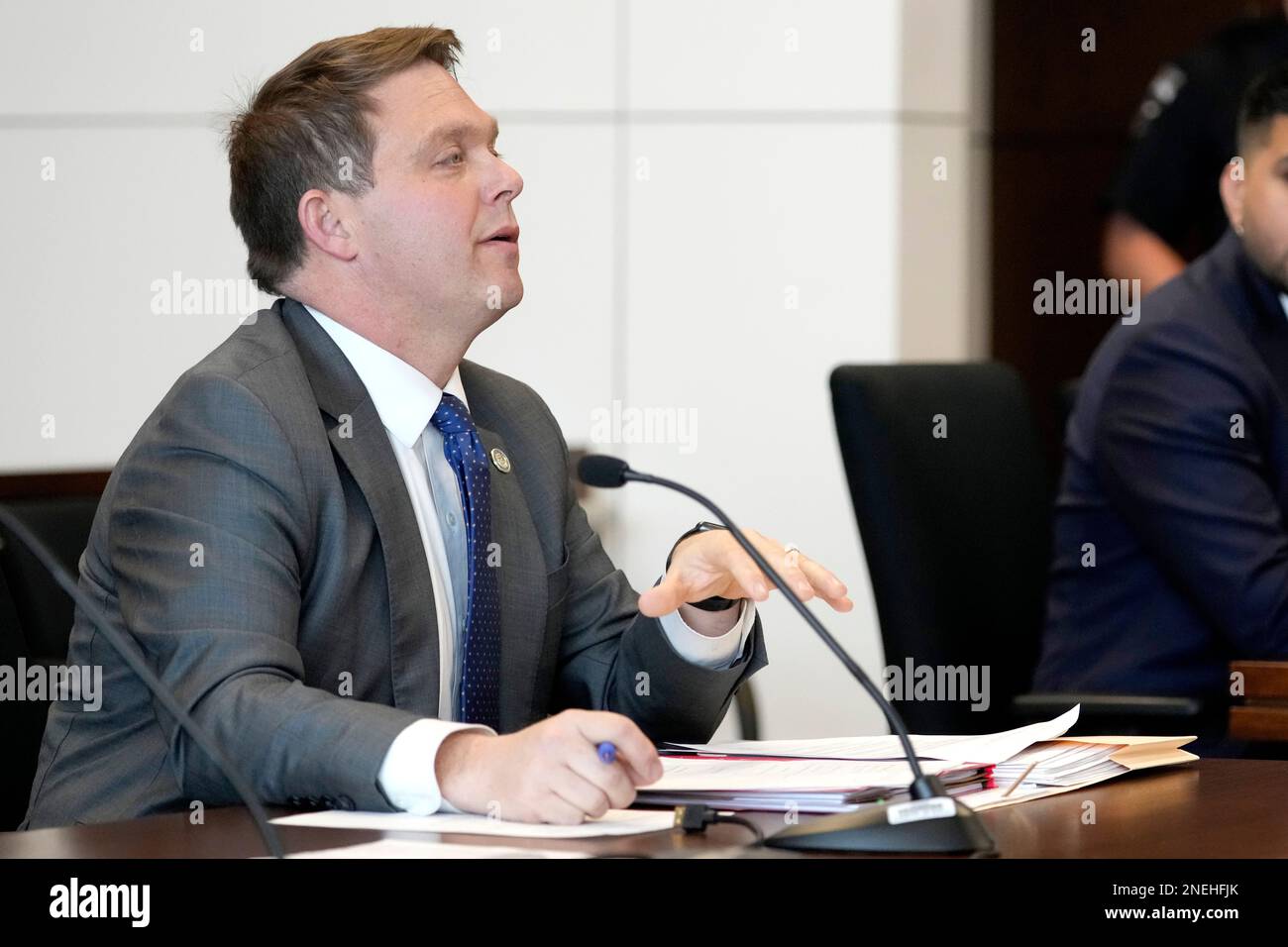Lake County, Ill., State's Attorney Eric Rinehart, left, addresses ...