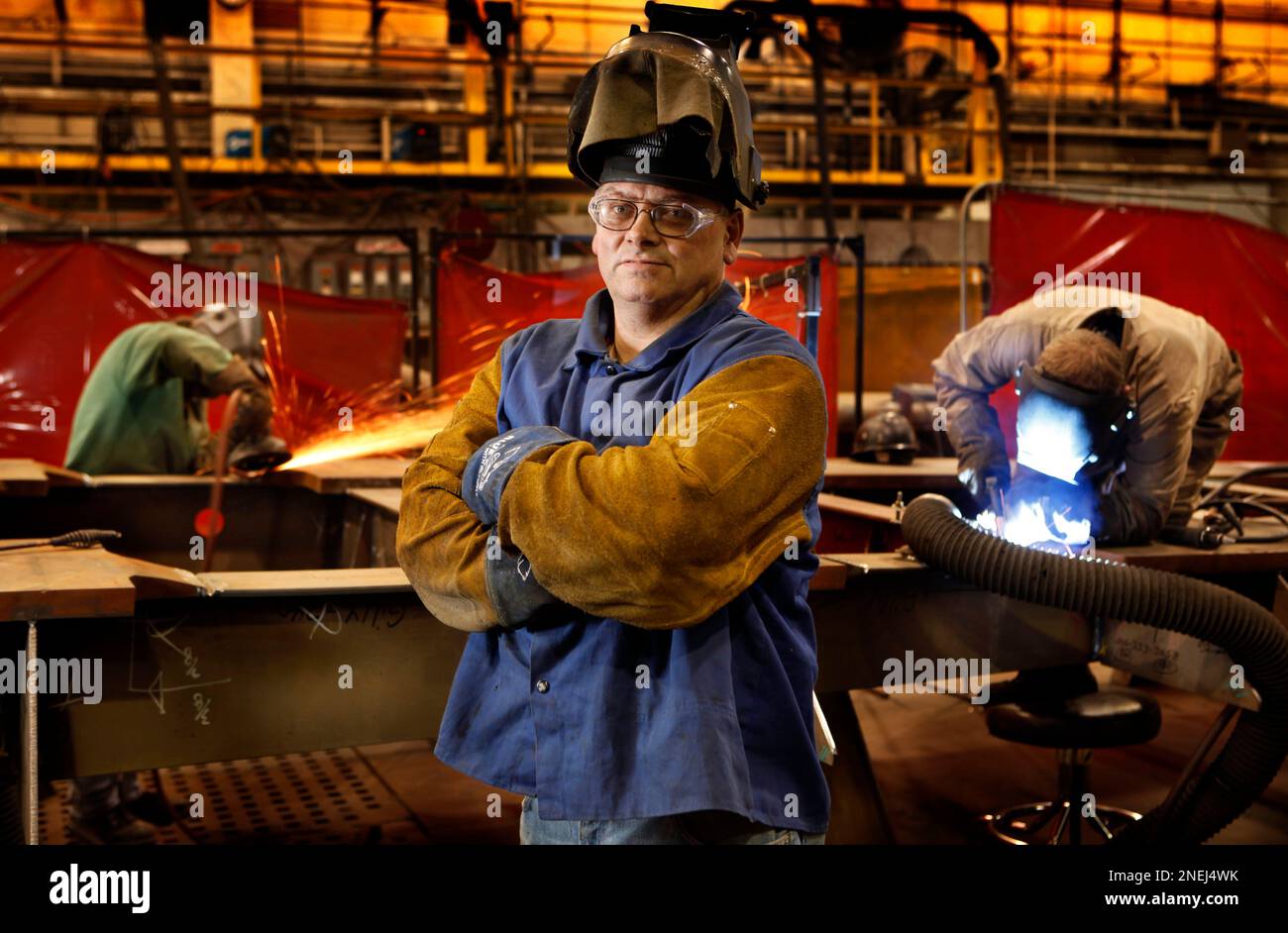FILE - In This May 15, 2009, file photo, welder Gil Rines poses at Bath ...