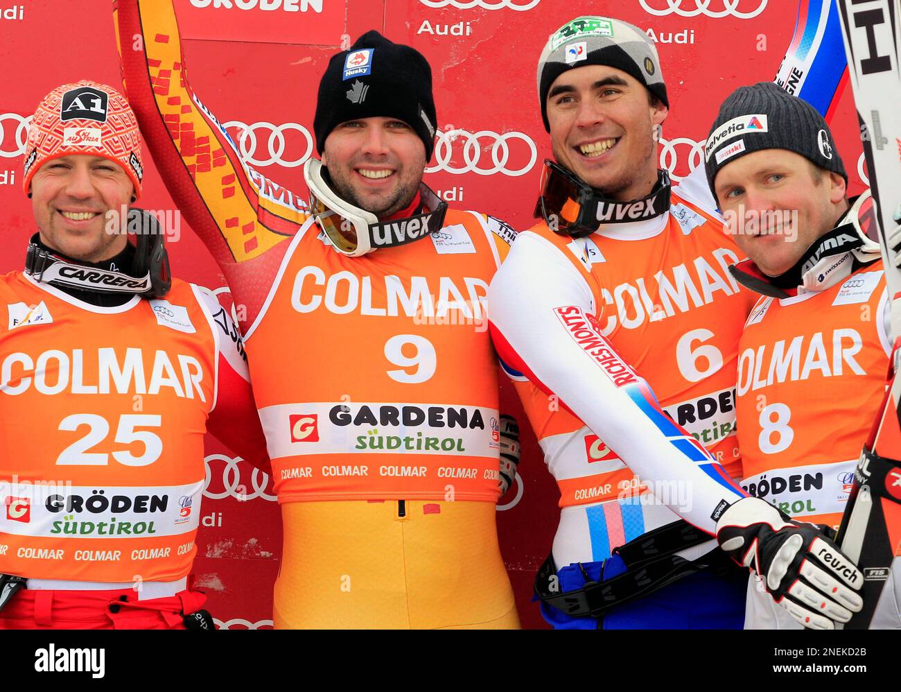 From left, Second-placed Mario Scheiber, of Austria, winner Manuel ...
