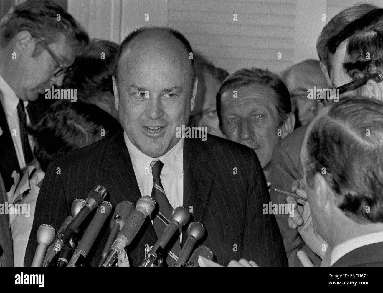 Richard Helms, left, CIA chief, arrives for the closed session of the ...