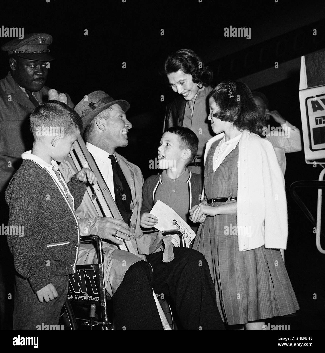 Y.A. Tittle, San Francisco 49ers injured quarterback is greeted by his ...