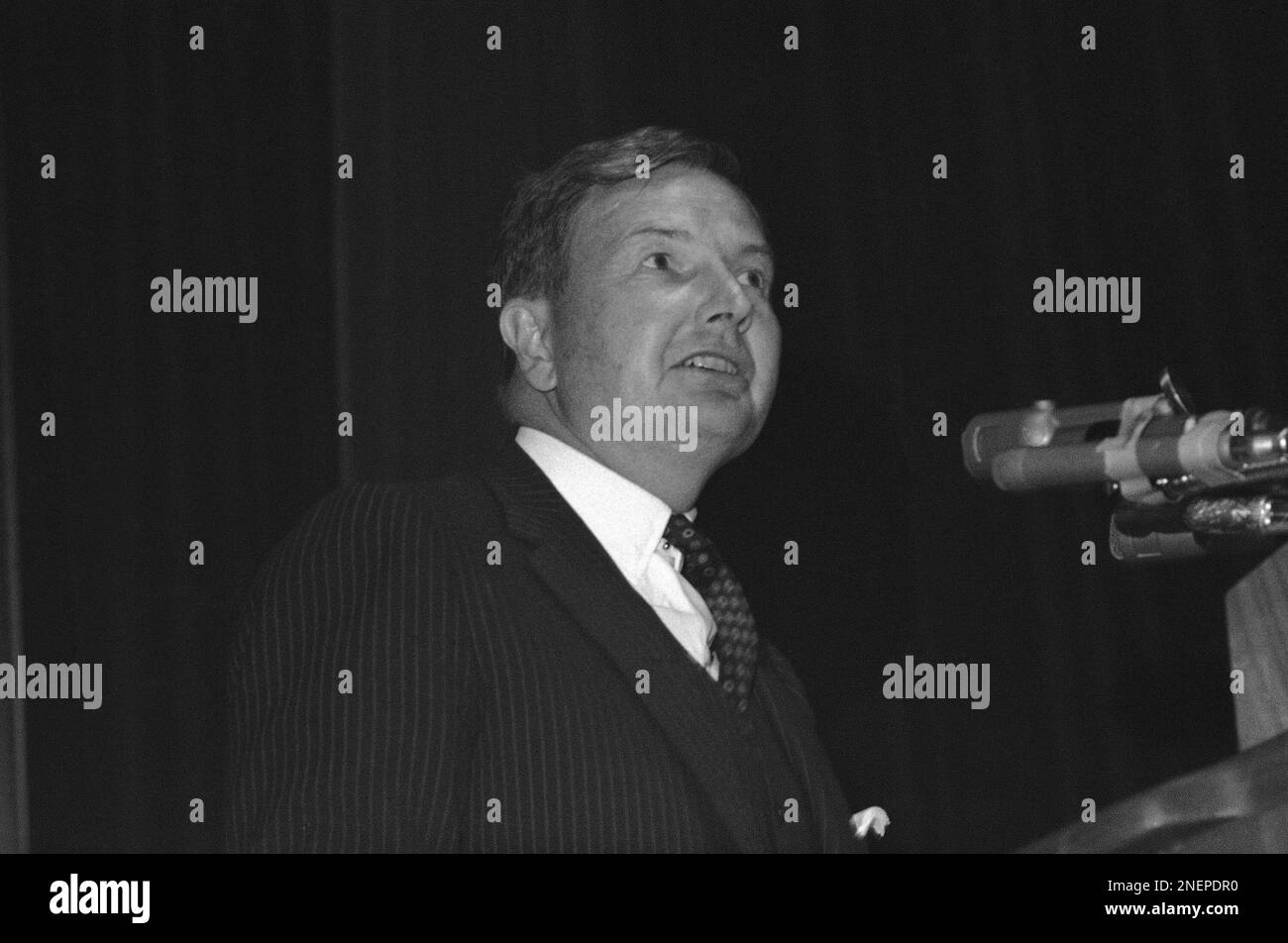 David Rockefeller, President of the Chase Manhattan Bank, speaking to ...