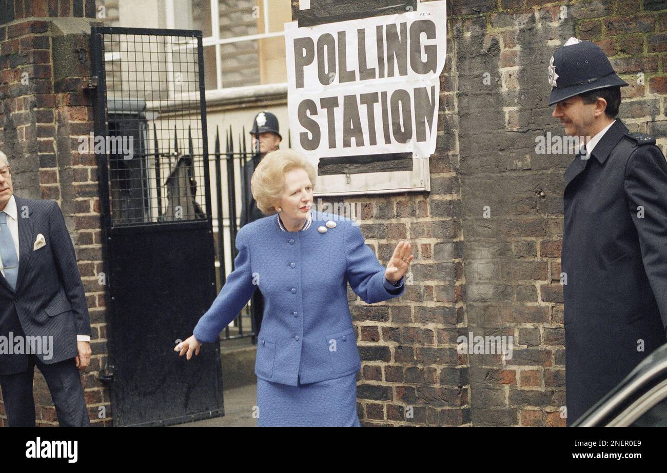 Britain?s Premier and Conservative Party leader Margaret Thatcher ...