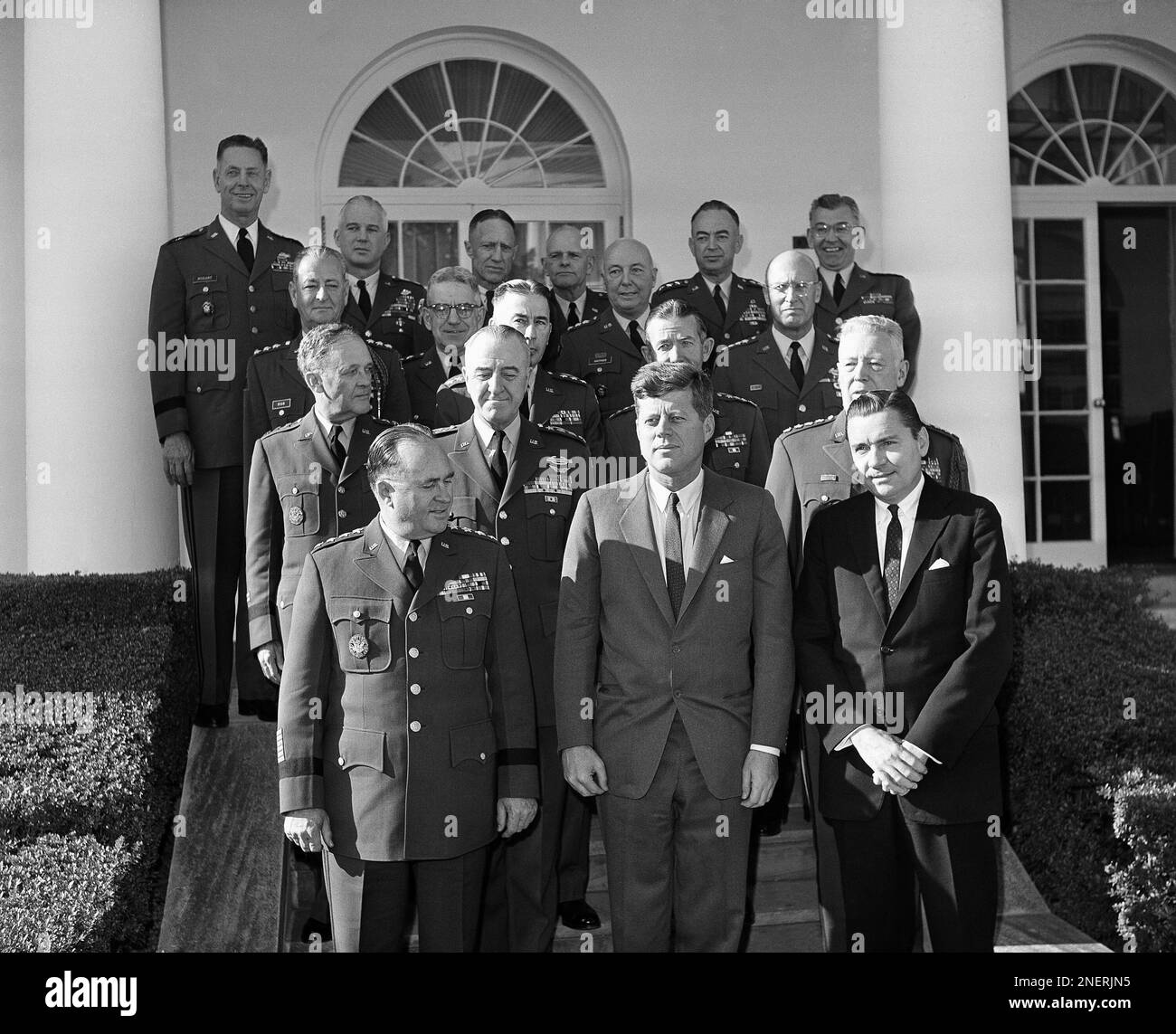 President John F. Kennedy poses in November 30 outside the White House ...