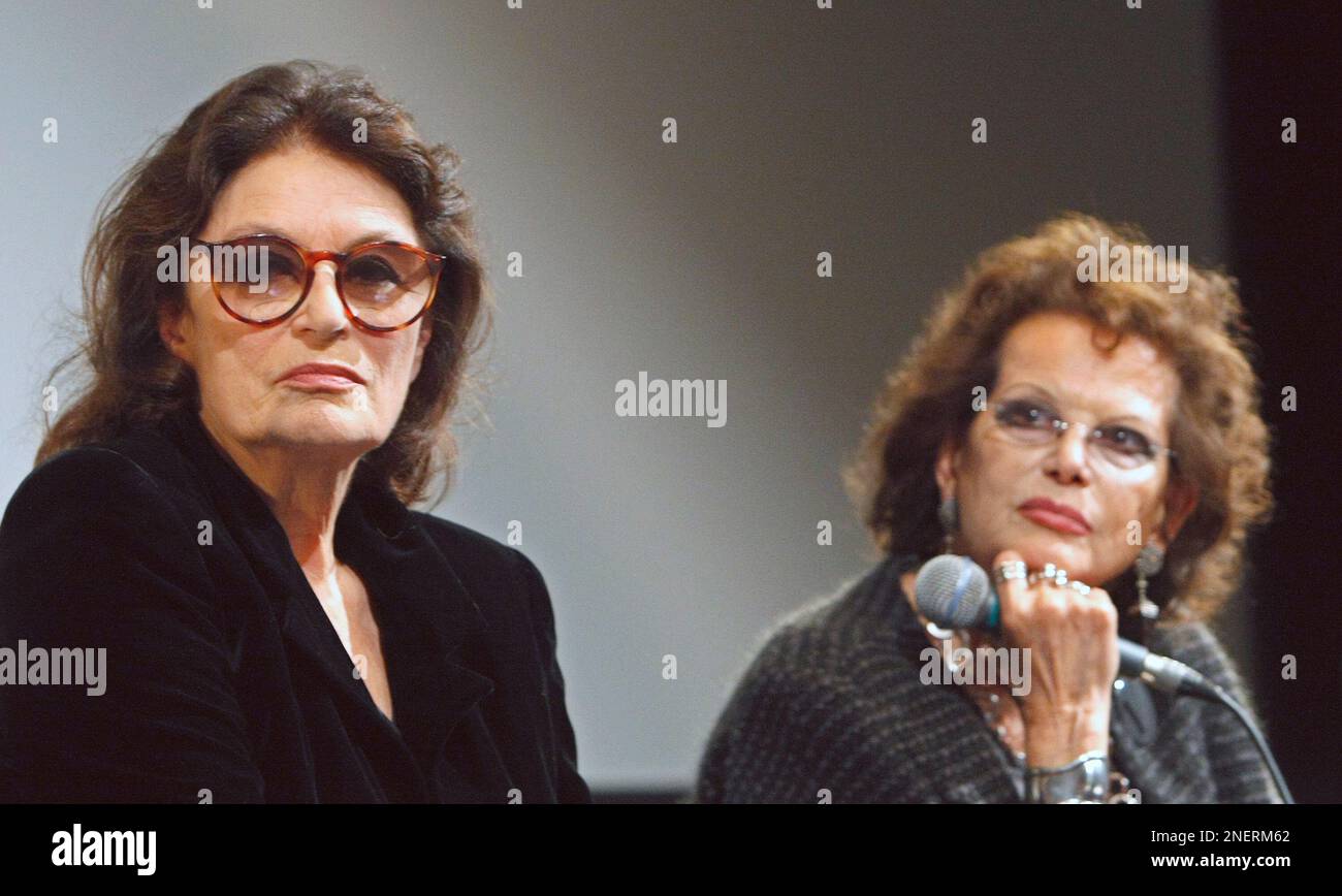 French Actress Anouk Aimee, left, with Italian Actress Claudia ...