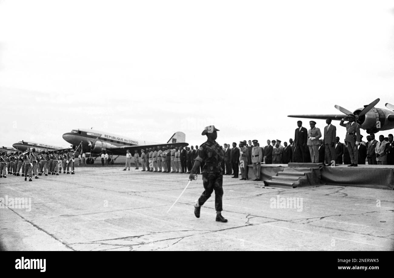 General Joseph Mobutu (extreme right), Congo army commander, takes the ...
