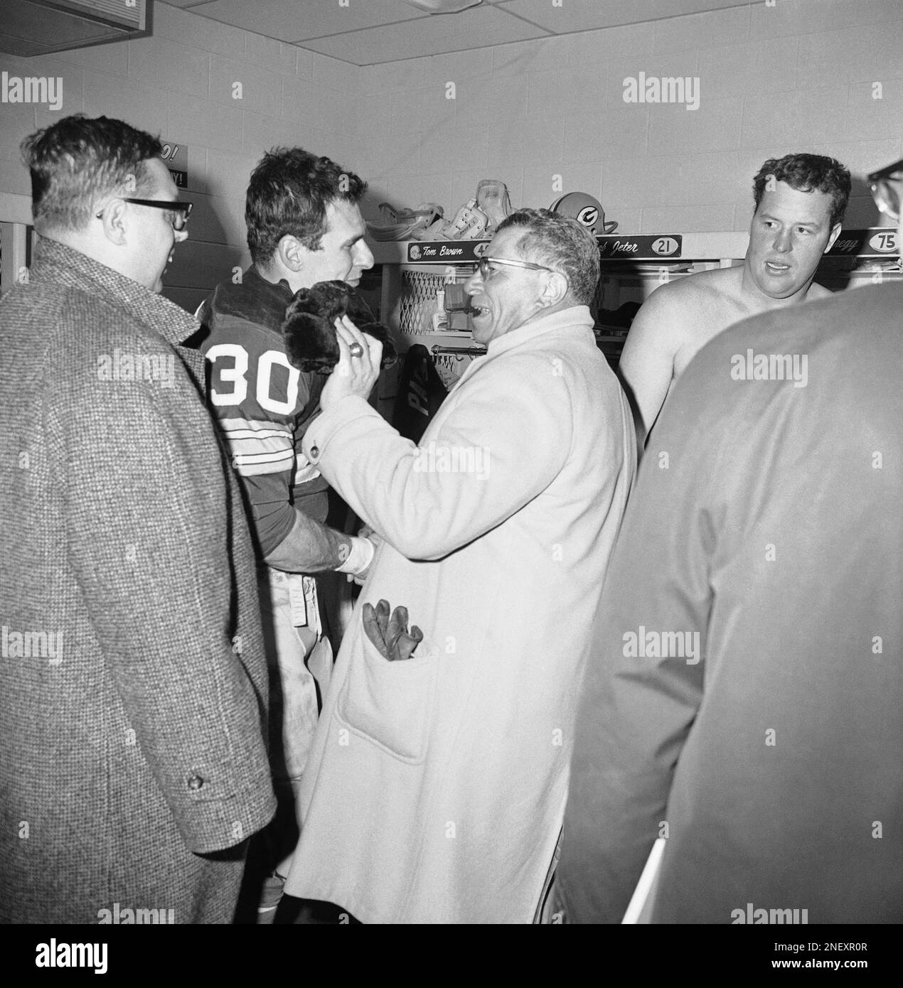 Green Bay Packers Chuck Mercein receives words of congratulation from ...