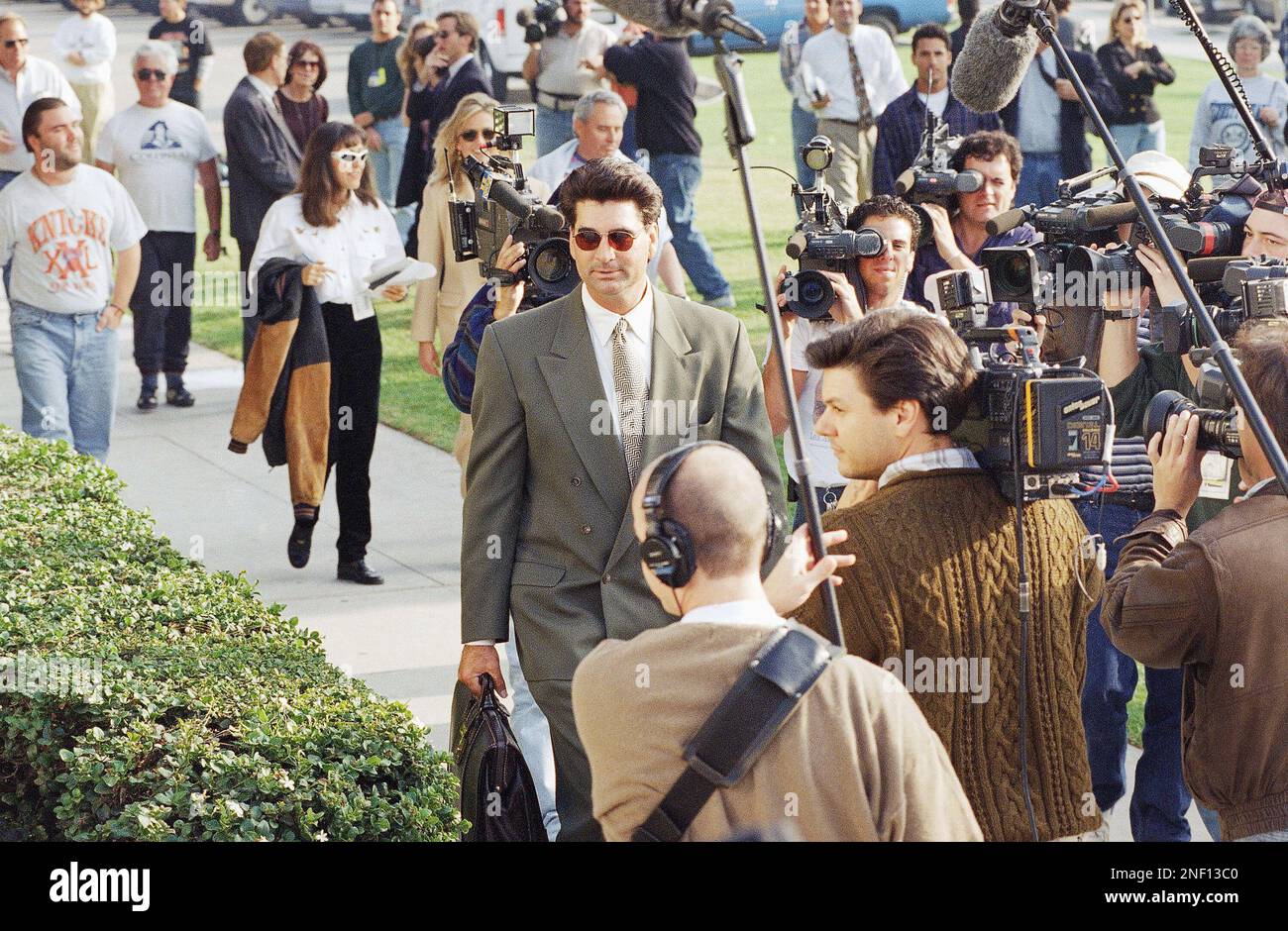 Attorney Michael Brewer arrives at the courthouse in Santa Monica ...