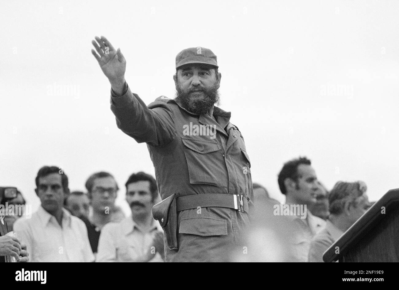 Cuban President Fidel Castro waves to Cubans and participants of the ...