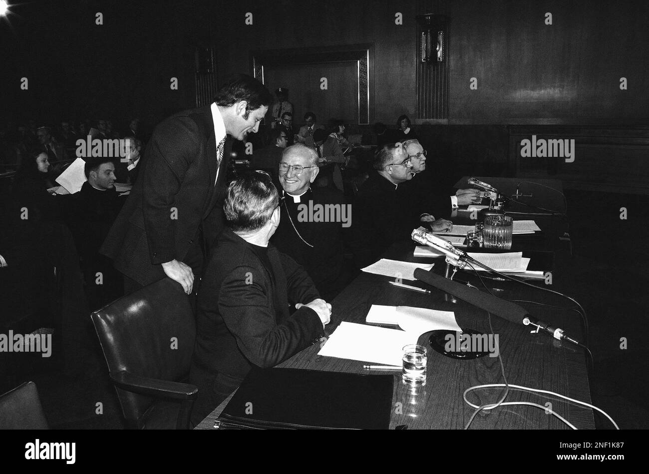 Sen. Birch Bayh, D-Ind., stops to talk with John Cardinal Krol, of ...