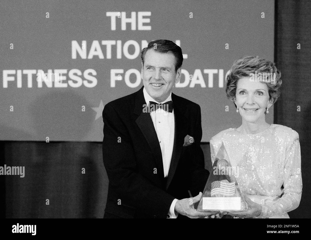 First Lady Nancy Reagan, right, is presented the National Fitness ...