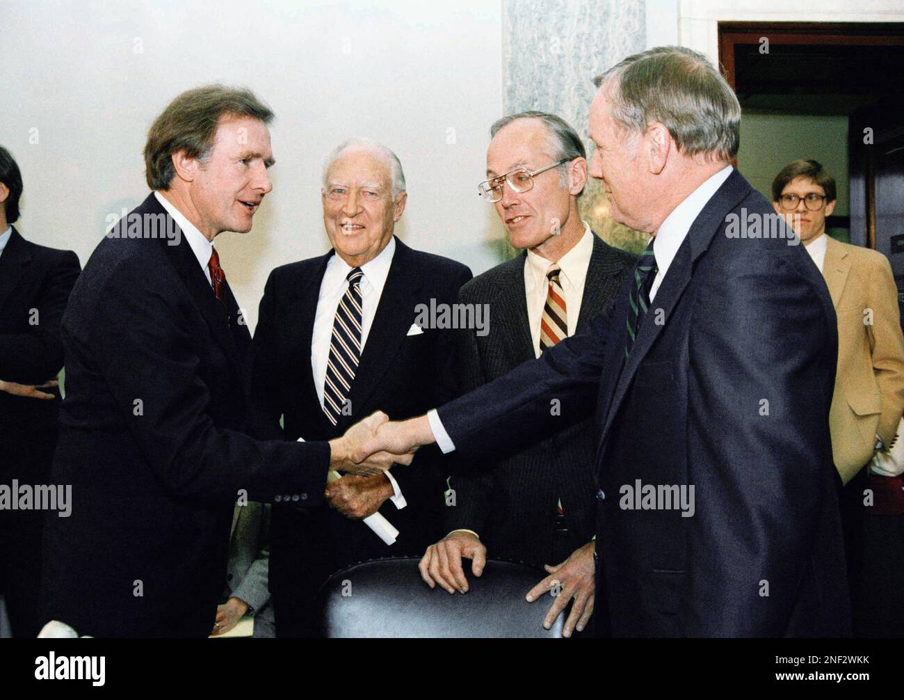 Presidential shuttle commission chairman William Rogers, second from ...