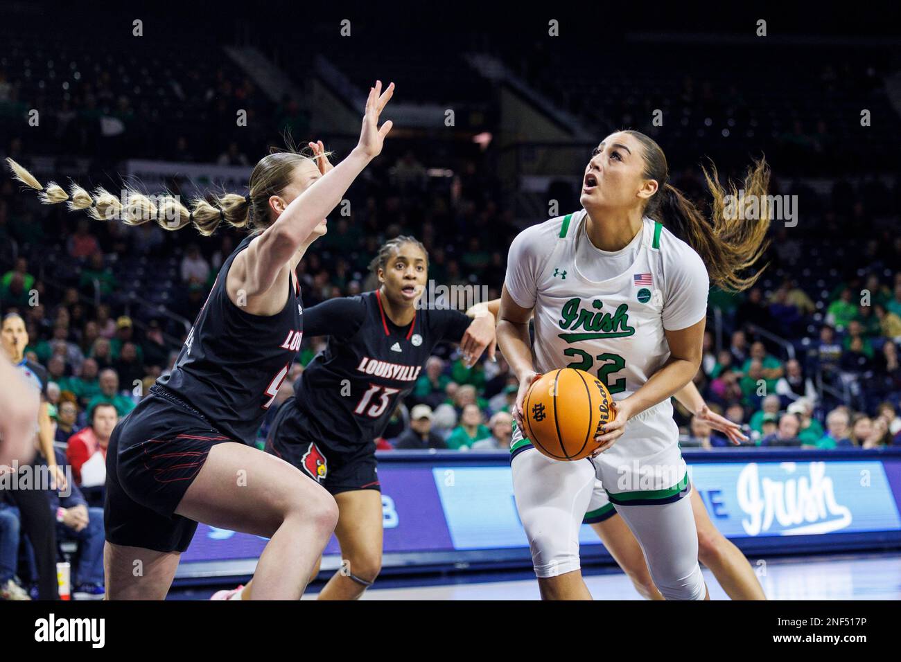 February 16, 2023: Notre Dame forward Kylee Watson (22) drives to the ...