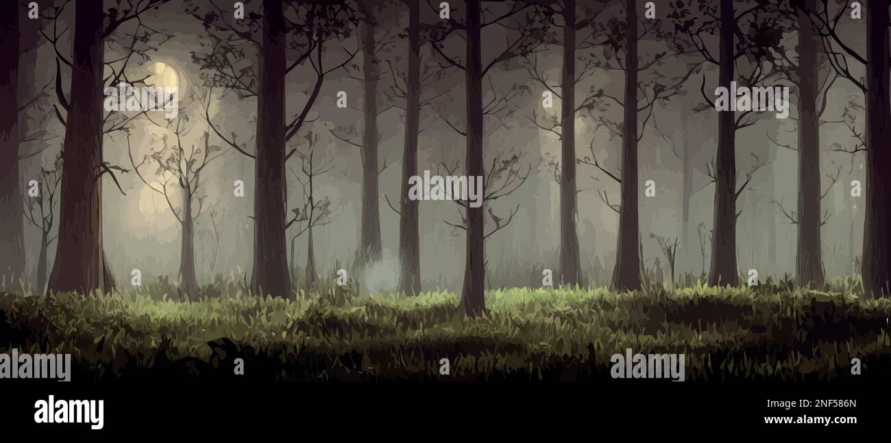 Schrecklicher surrealer Wald. Unwirkliche Welt. Geheimnisvoller Wald ...