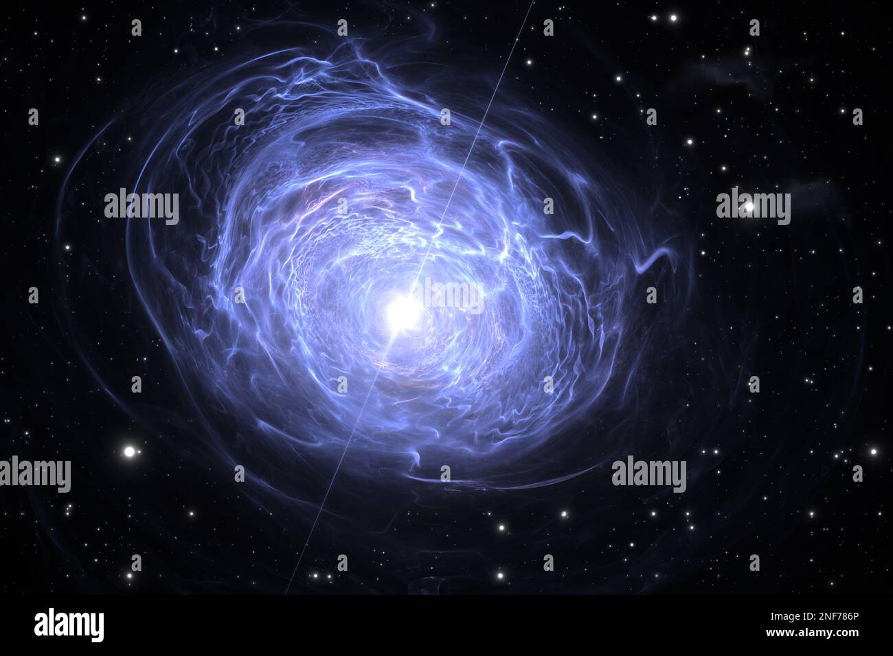 Magnetar, Neutronenstern mit extrem starkem Magnetfeld. 3D-Rendering ...