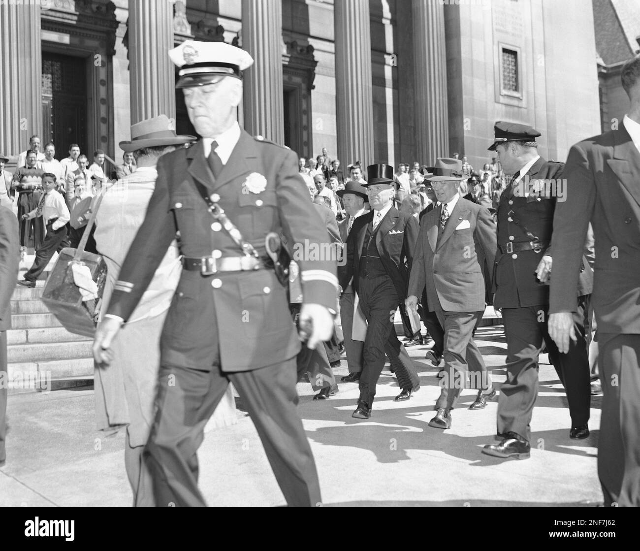 President Harry Truman, wearing top hat and tails, walks from Scottish ...