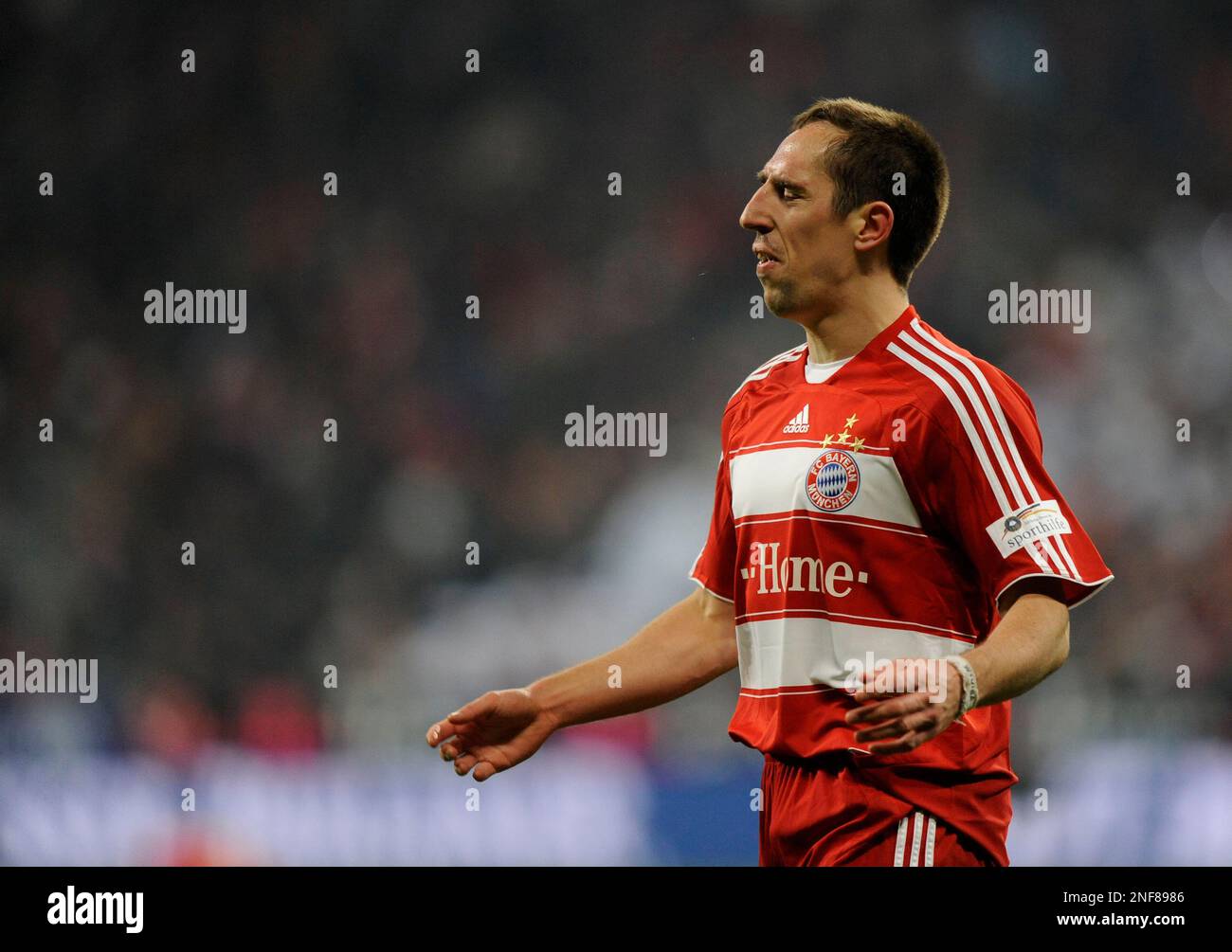 Munich player Franck Ribery reacts during the German first soccer ...