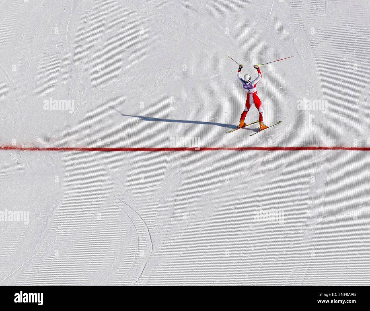 Austria's Manfred Pranger reacts after winning the Men's Slalom race ...