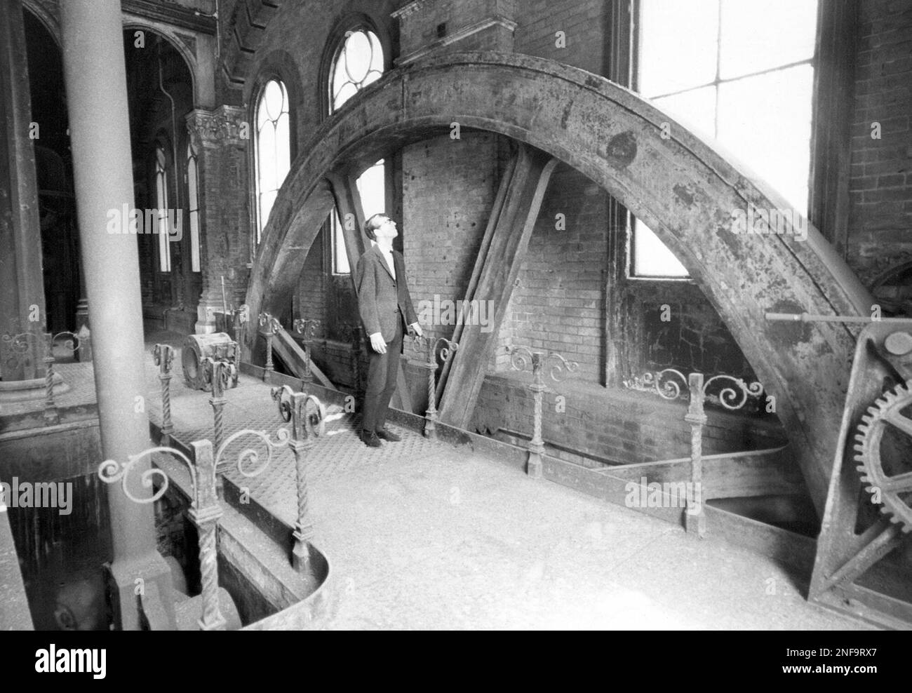 A visitor to the Crossness Sewerage Pumping Station at Crossness, Kent ...