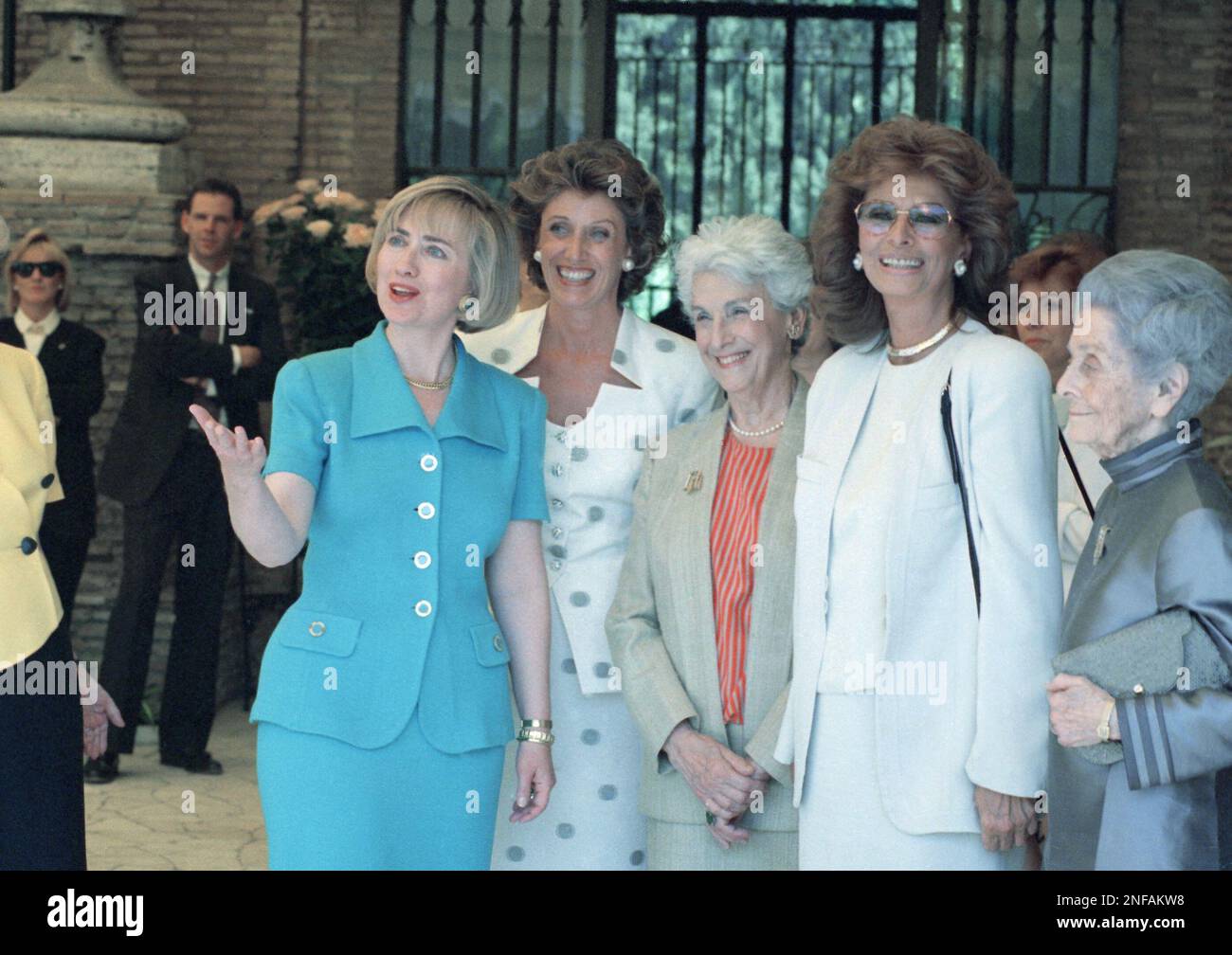 First Lady Hillary Clinton, left, at a reception in her honor at the U ...
