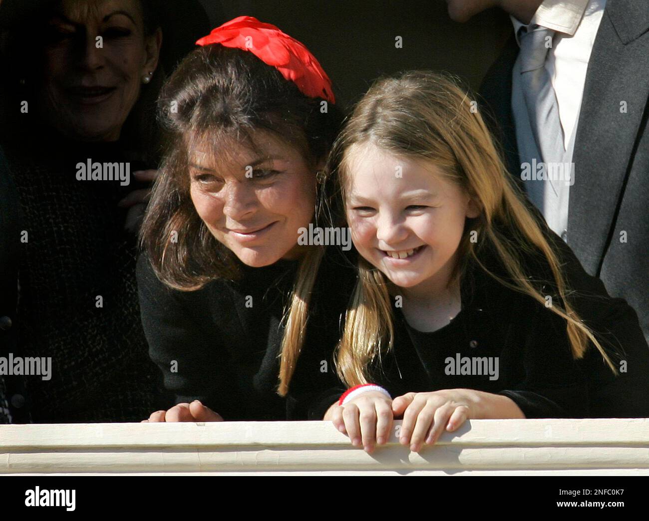 Princess Caroline of Hanover, and her daughter Alexandra on the balcony ...