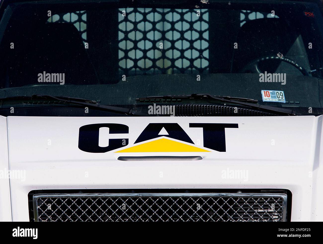 The Caterpillar logo is seen on service trucks at the Altorfer ...