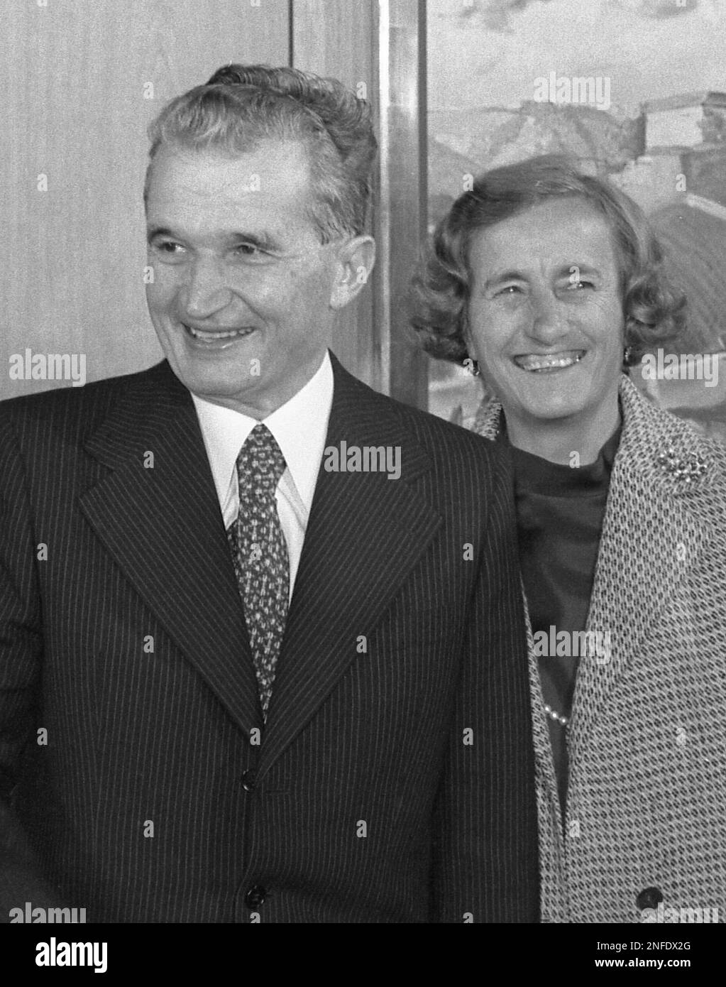 Romania's President Nicolae Ceausescu, and his wife Mrs. Elena ...
