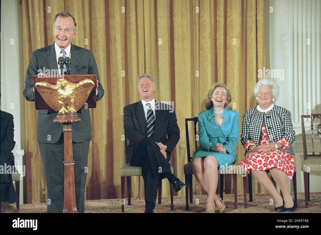 President Bill Clinton, first lady Hillary Rodham Clinton and former ...