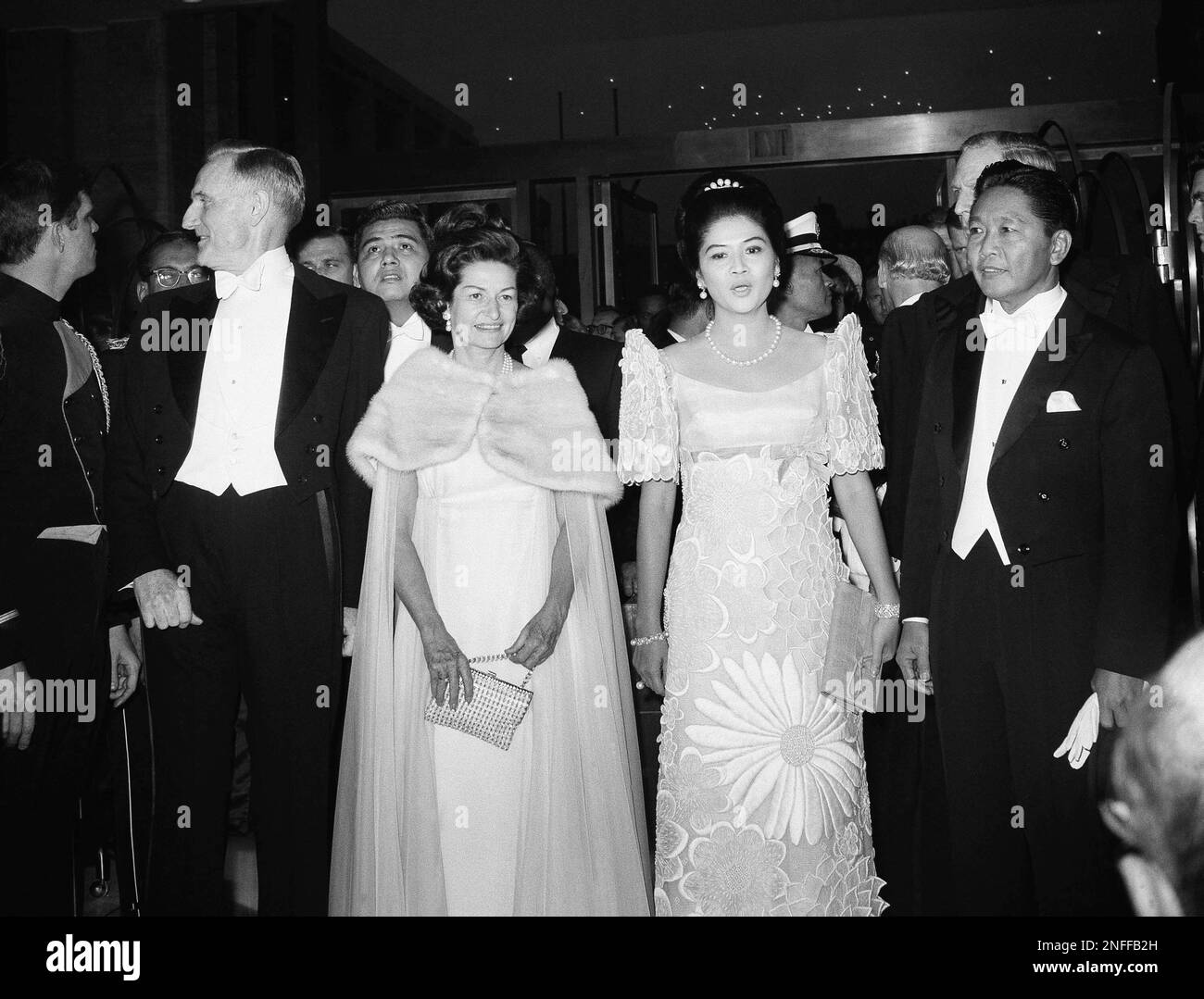 First Lady Lady Bird Johnson, second from left, Pres. Lyndon Johnson ...
