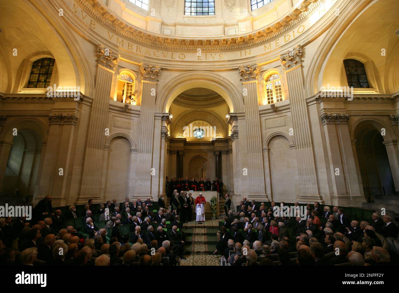 Pope Benedict XVI, rear center, delivers a speech during a visit to the ...