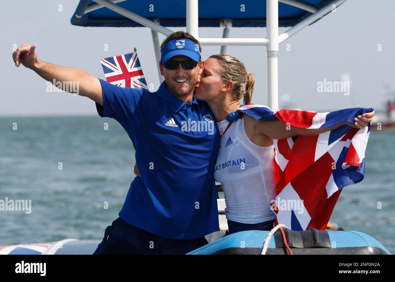 Britain's Bryony Shaw, right, celebrates with coach Dom Tidey after ...