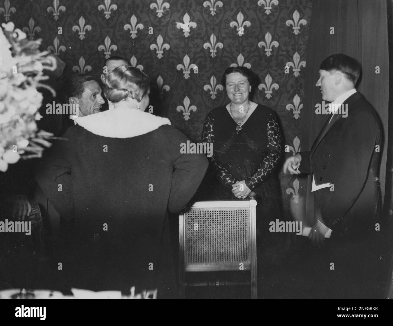 Adolf Hitler, Winifred Wagner, widow of Siegfried Wagner, Mrs. Goebbels ...